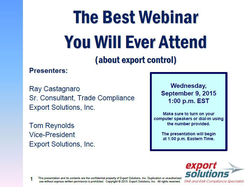 Free U.S. export regulations webinar